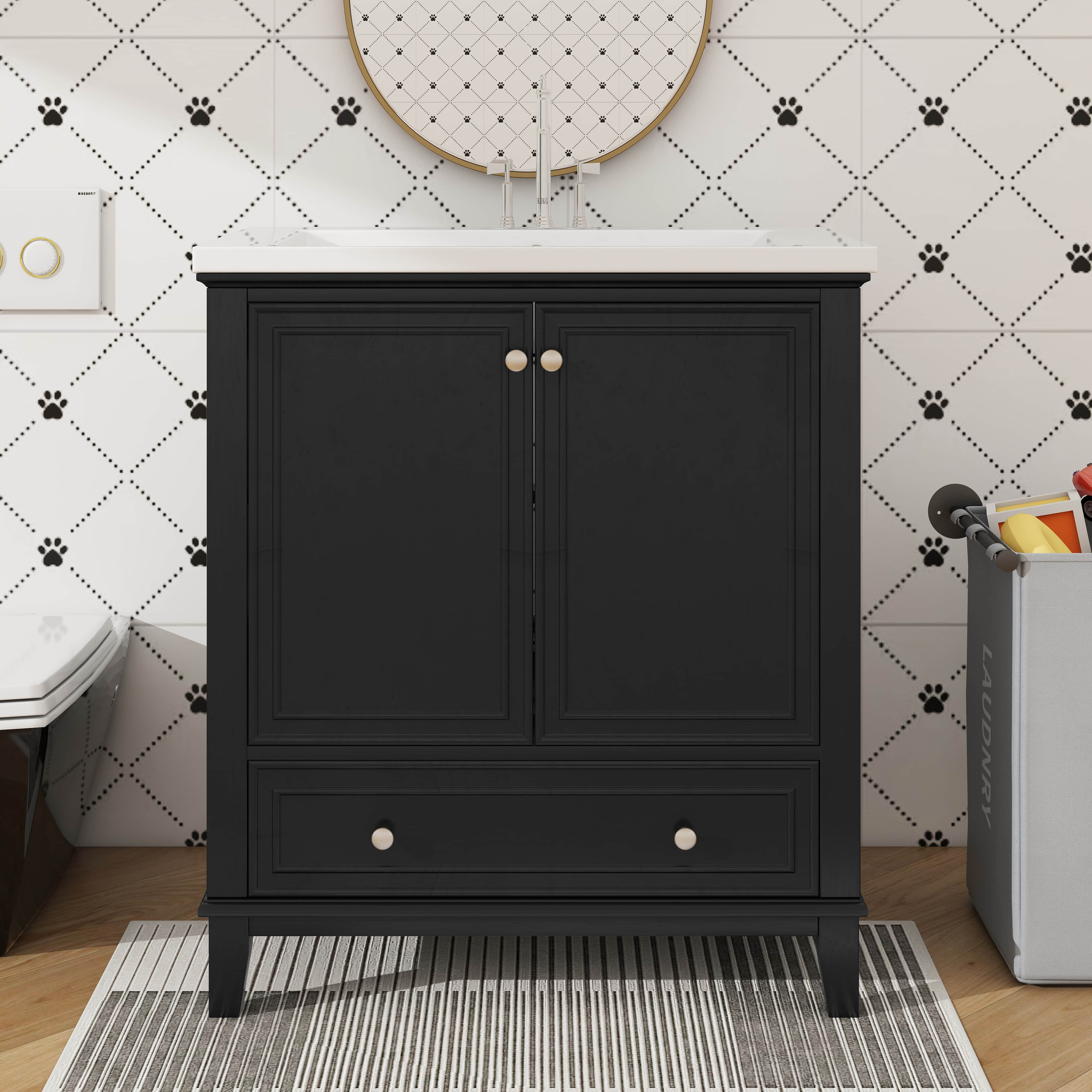 Hokku Designs 30" Sinkless Bathroom Vanity Base Only Multi-Purpose ...